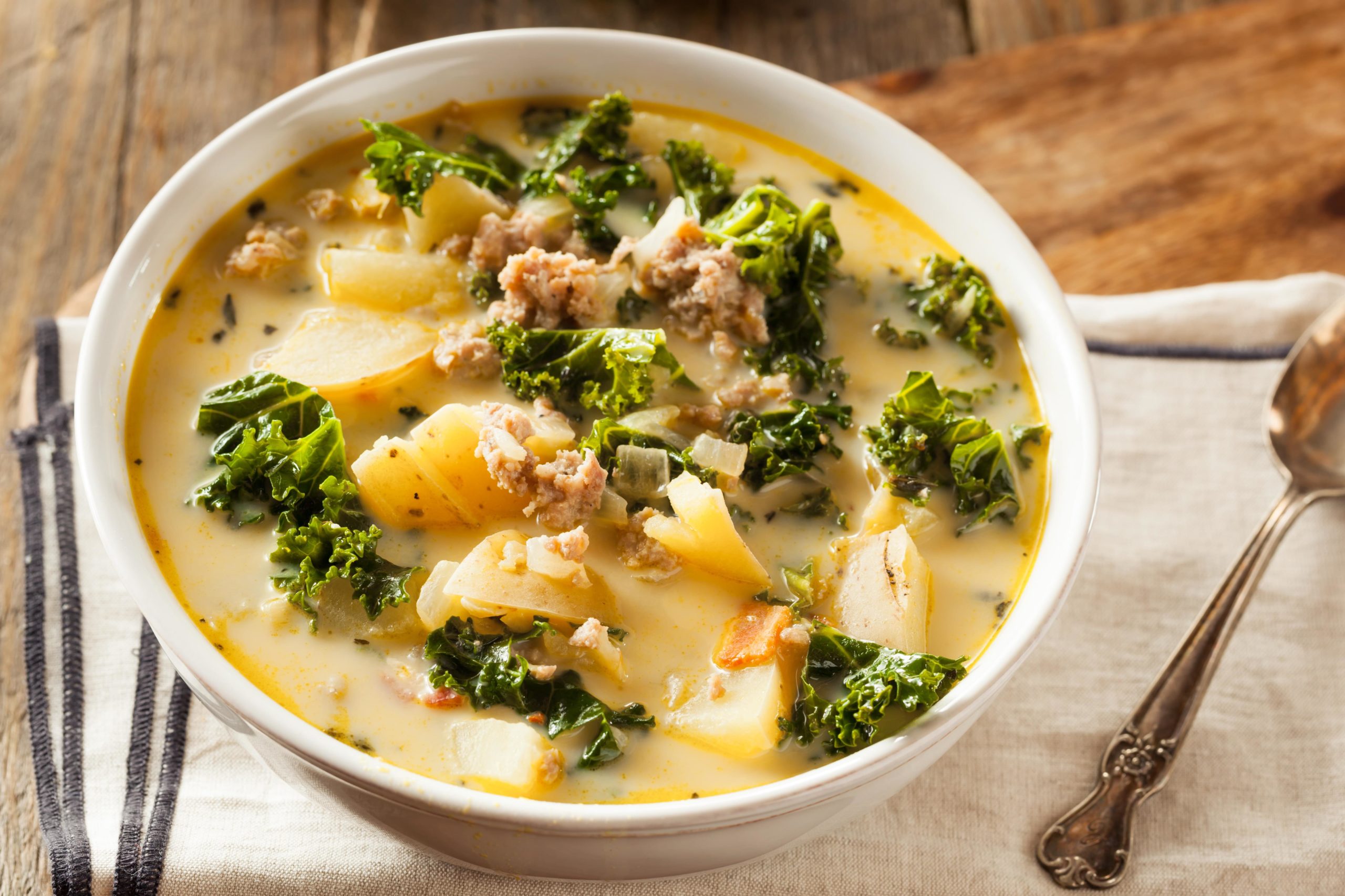 Sausage and Kale Cream Soup | Ketogenic Diet Resource